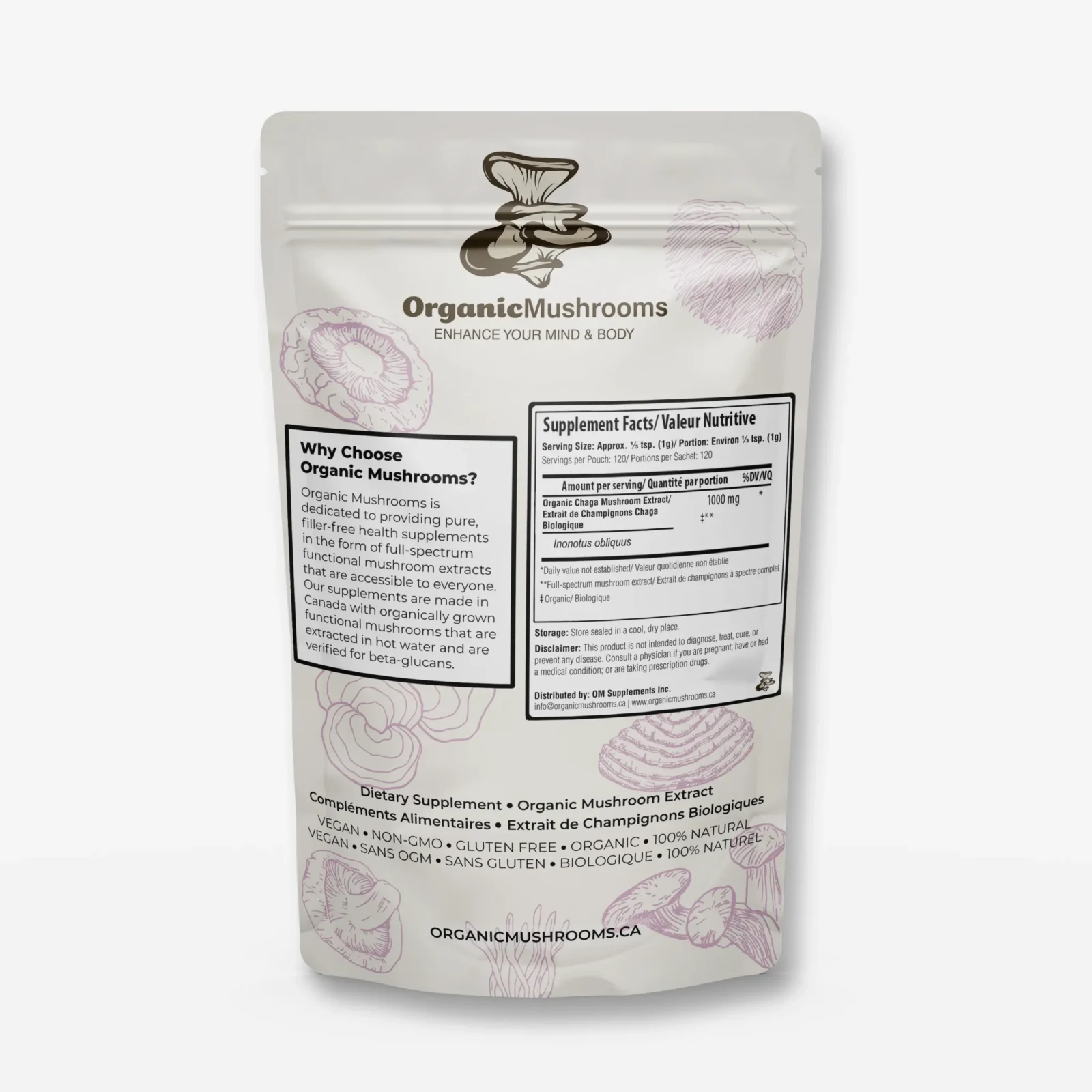 Chaga Mushroom Extract Powder | Organic Mushrooms