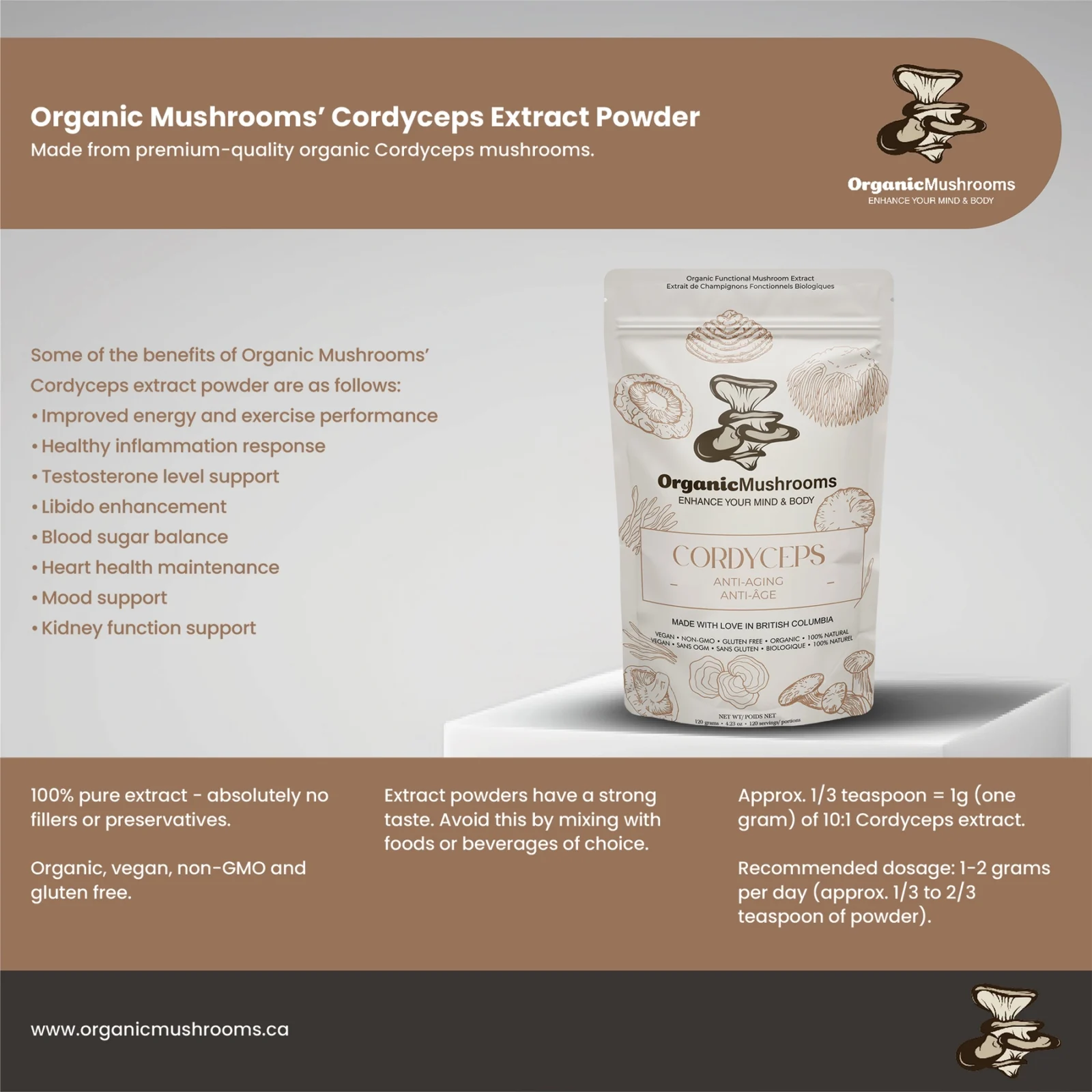 Cordyceps Mushroom Extract Powder | Organic Mushrooms
