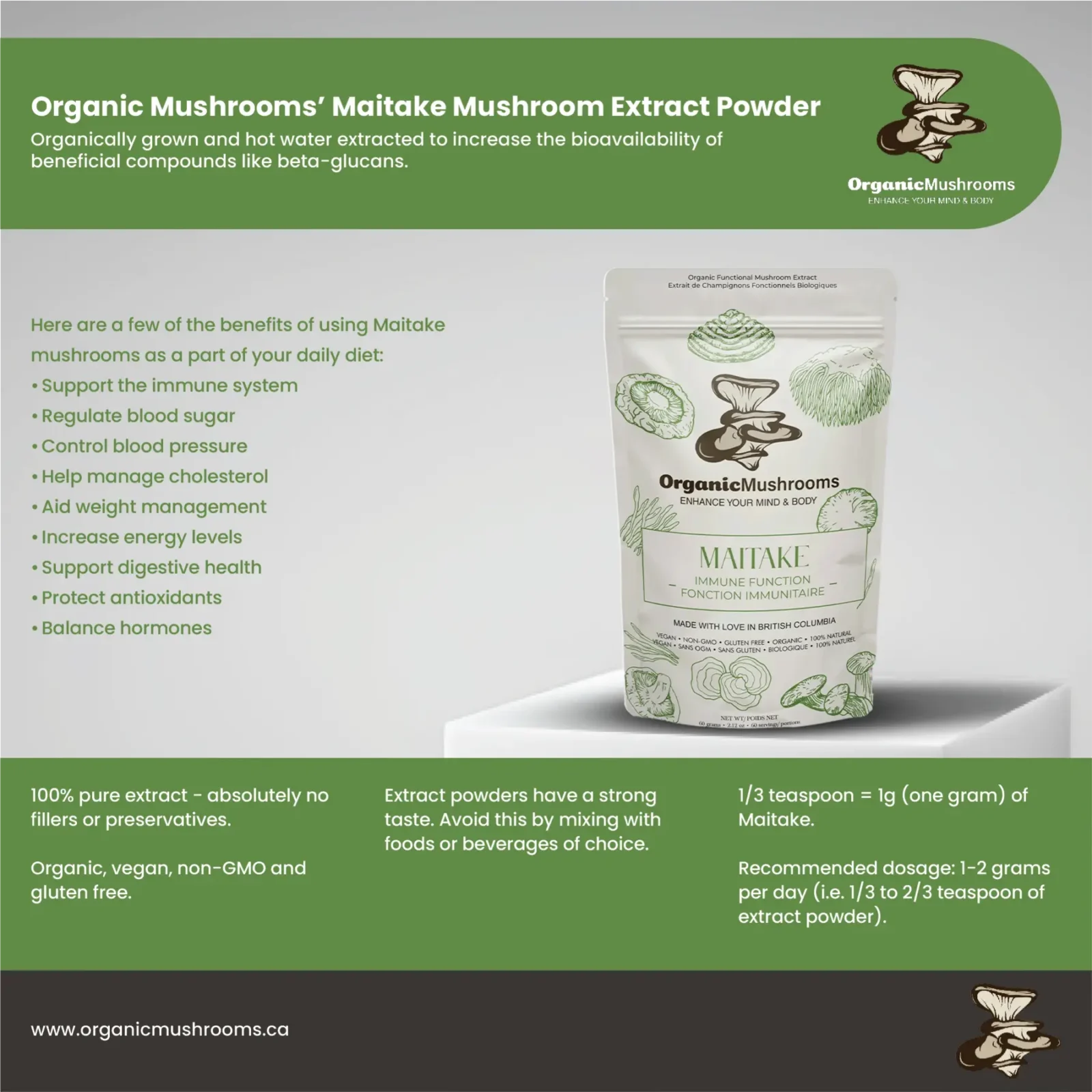 Maitake Mushroom Extract Powder | Organic Mushrooms