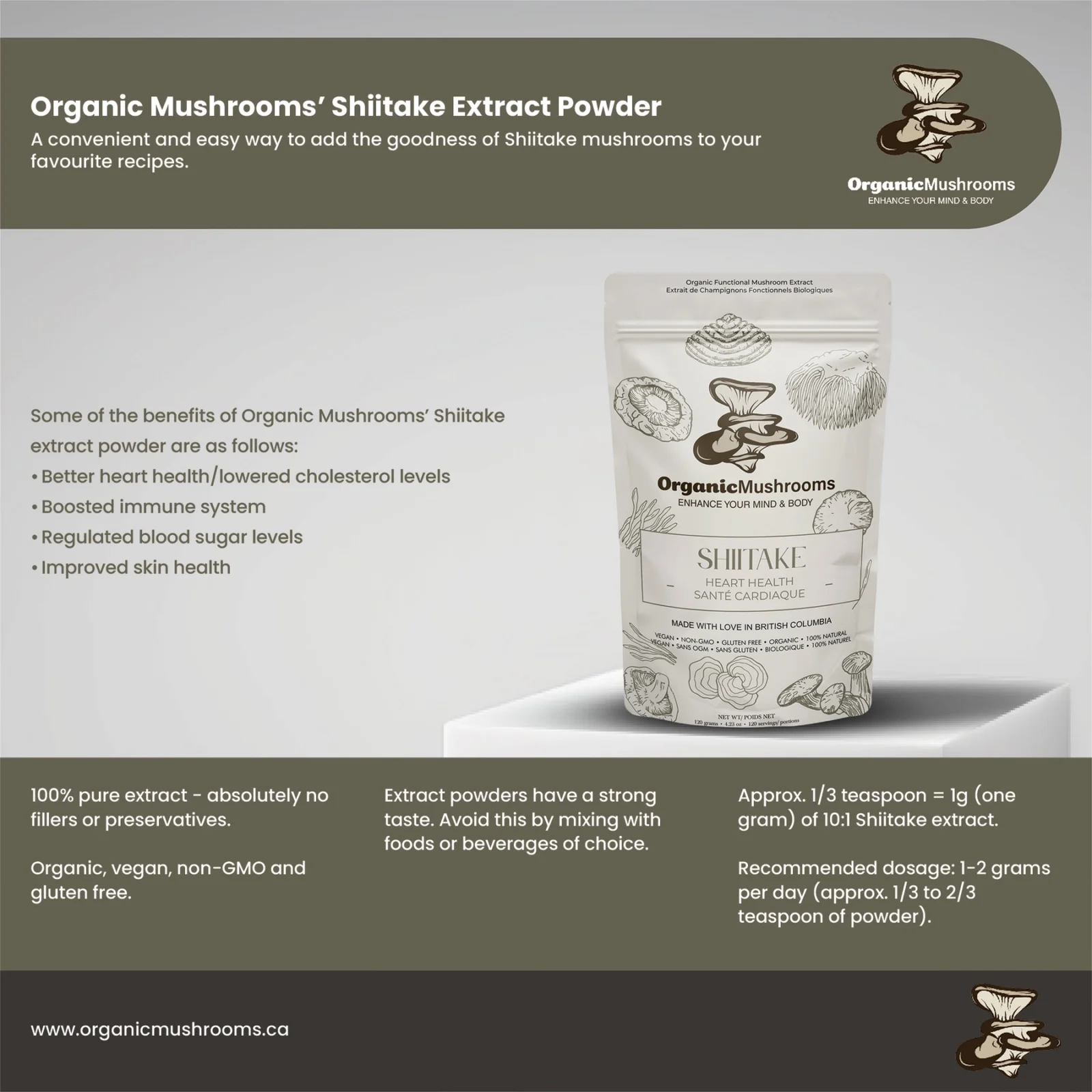 Shiitake Mushroom Extract Powder | Organic Mushrooms